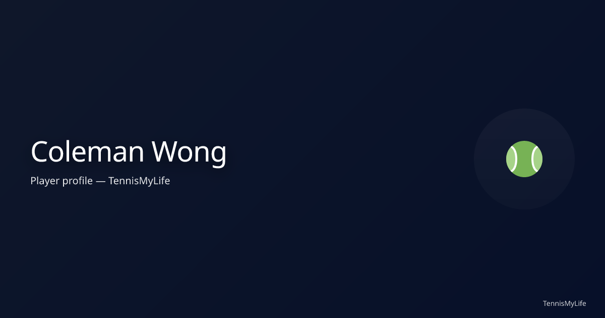 Coleman Wong 2026 ATP Season – Match Results & Stats